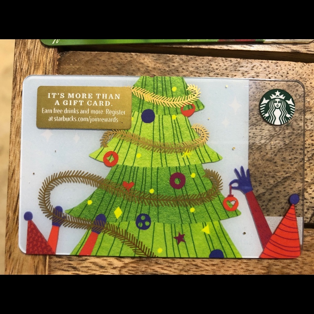 Three Starbucks Cards Christmas Trees Reloadable - Gem